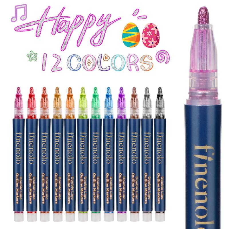 Last Day 49% OFF🔥Outline Shimmer Marker Set – Double-Line Glitter Pens ...