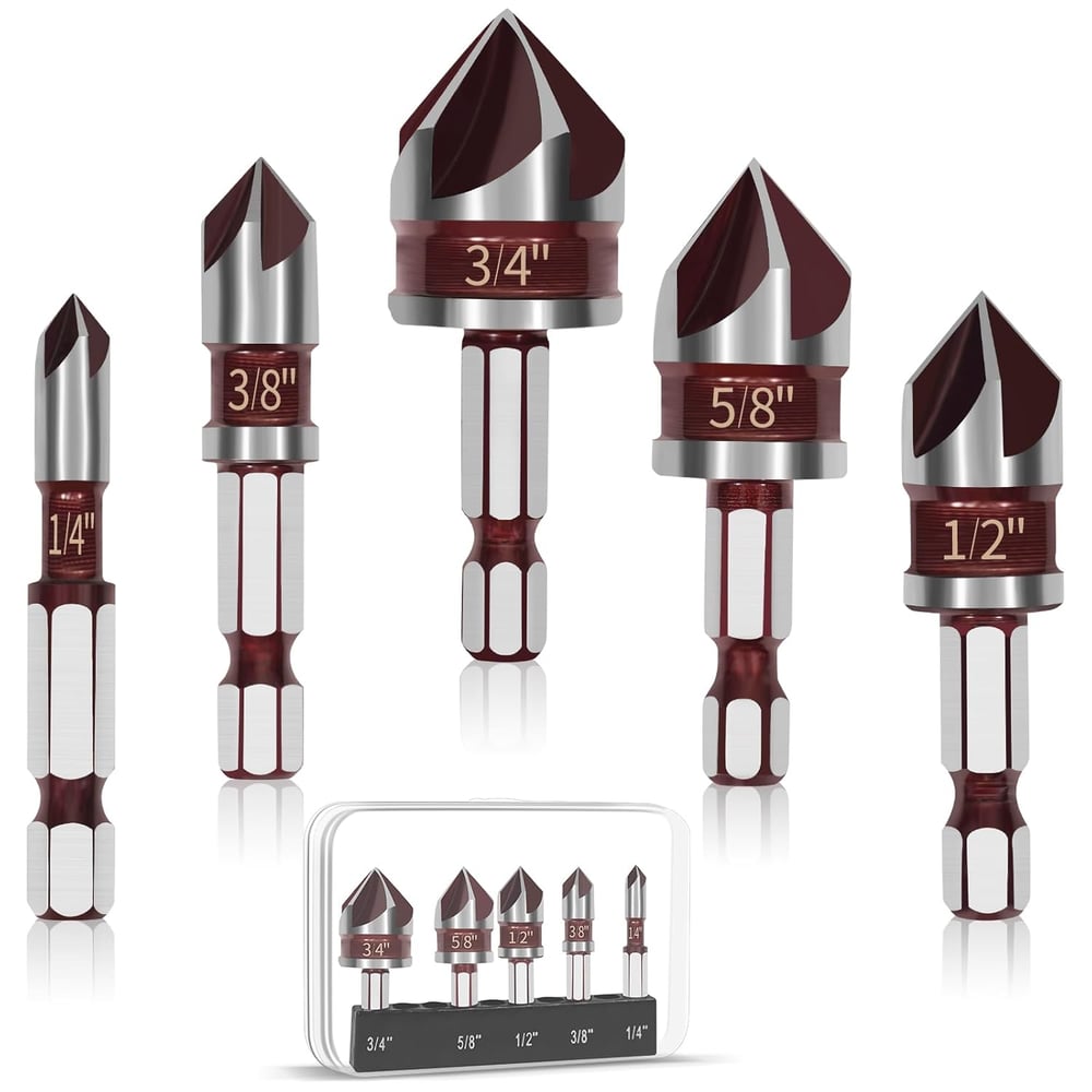 Last Day 49% OFF🔥5-Piece HSS Countersink Drill Bit Set – Thalassay